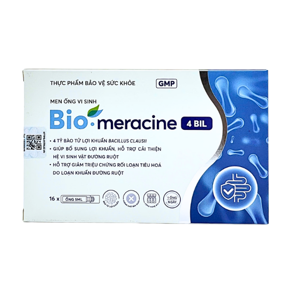 Men vi sinh Bio Meracine 4 Bil (Hộp 16 ống)